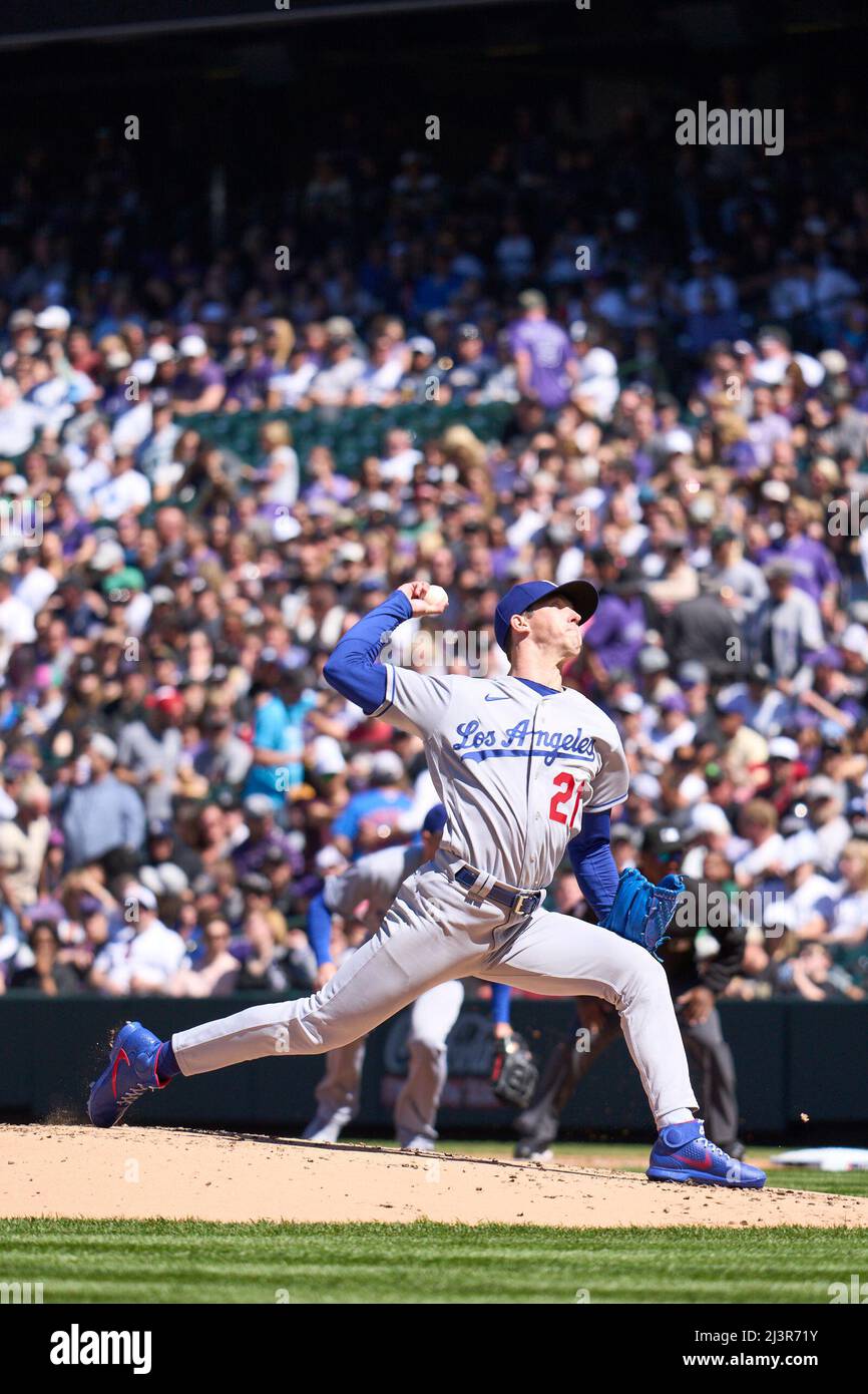 April 8 2022: Los Angeles pitcher Walker Buehler (21) makes a pitch ...