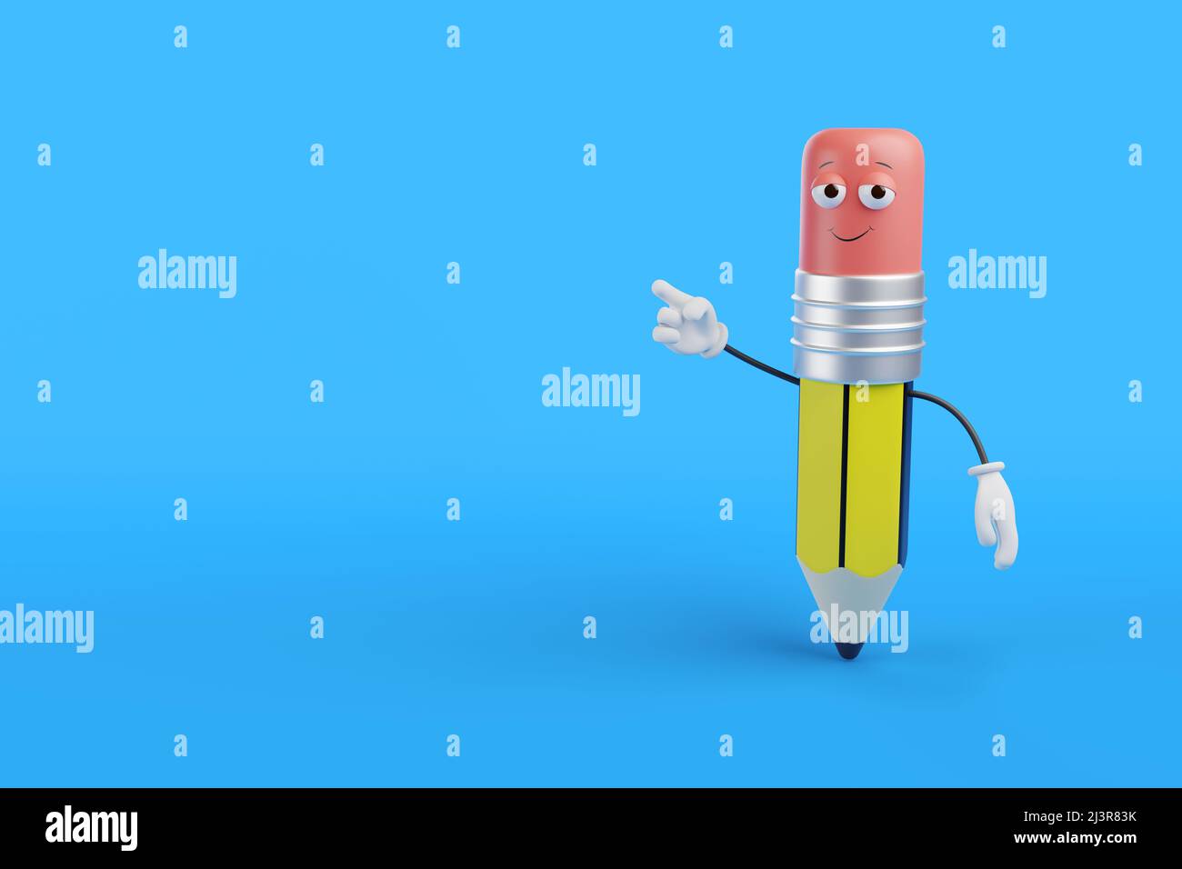 Pencil cartoon character with copy space. 3d illustration Stock Photo ...