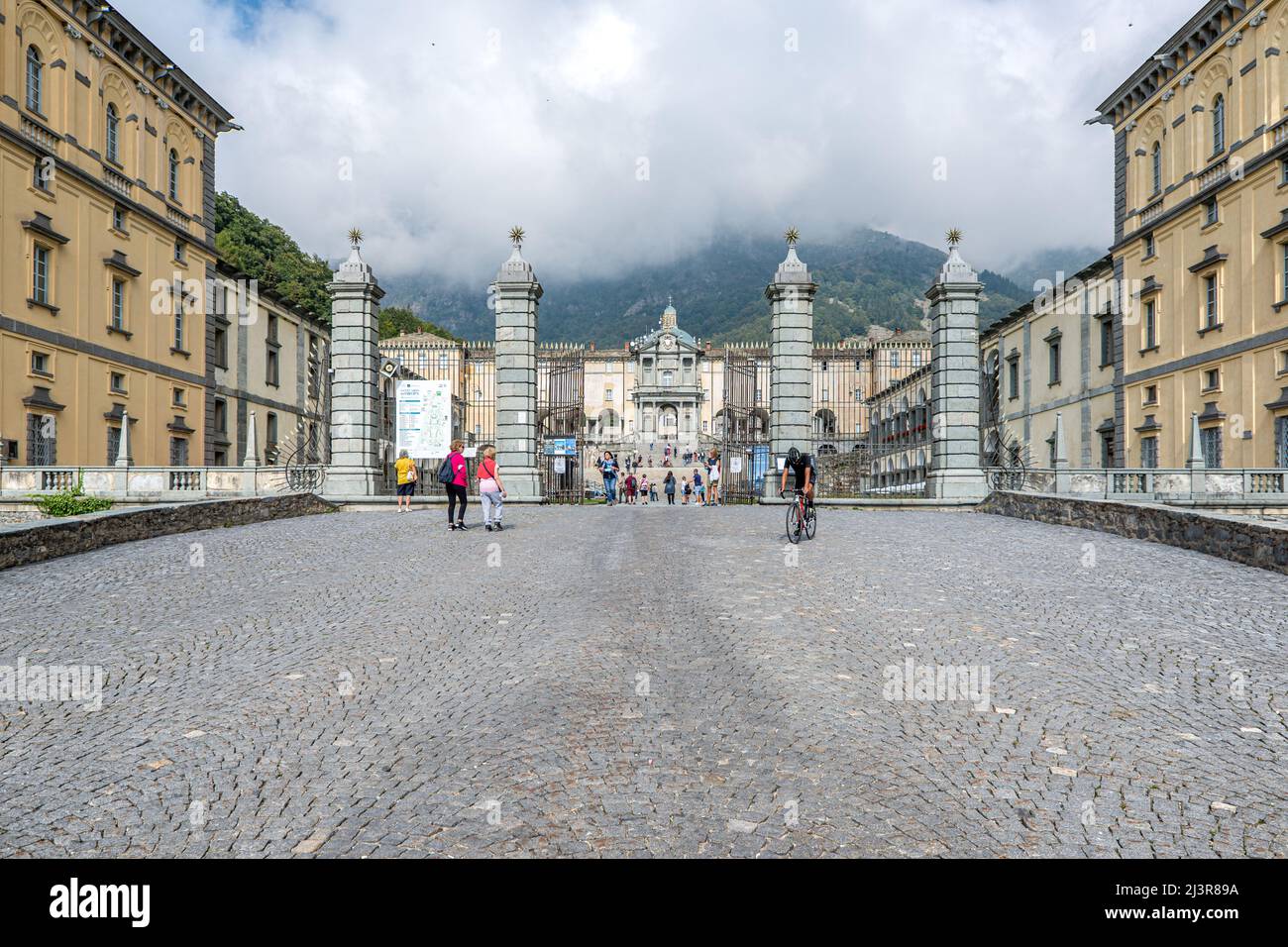 Entry gate to Sanctuary of Oropa, Oropa (BI), Piedmont, Italy Stock ...