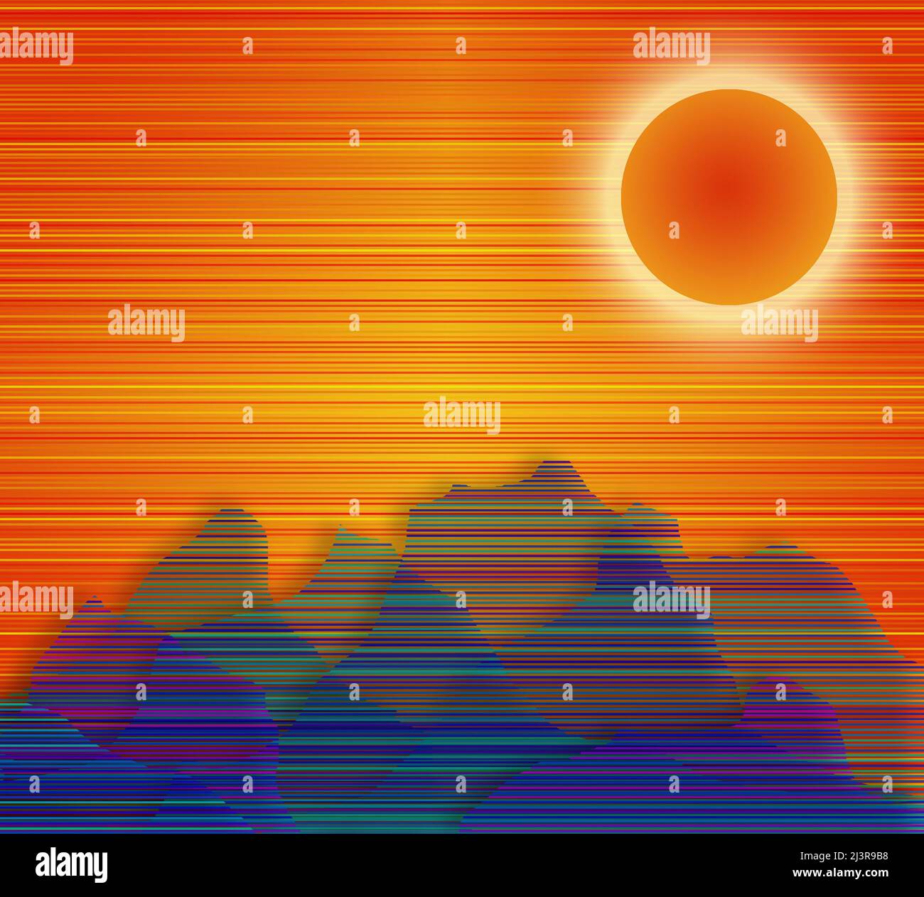 Abstract sunset or sunrise. Modern art. 3D rendering Stock Photo - Alamy