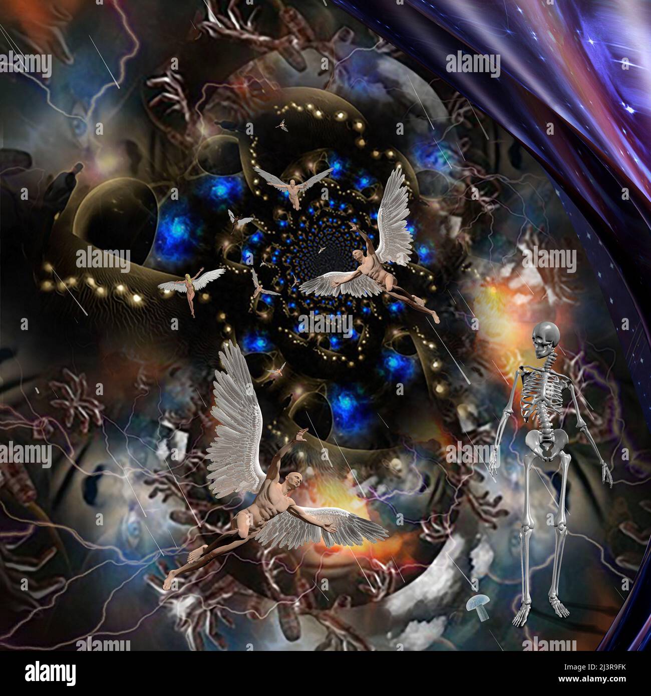 The flow of life and death. Spiritual art. 3D rendering Stock Photo - Alamy