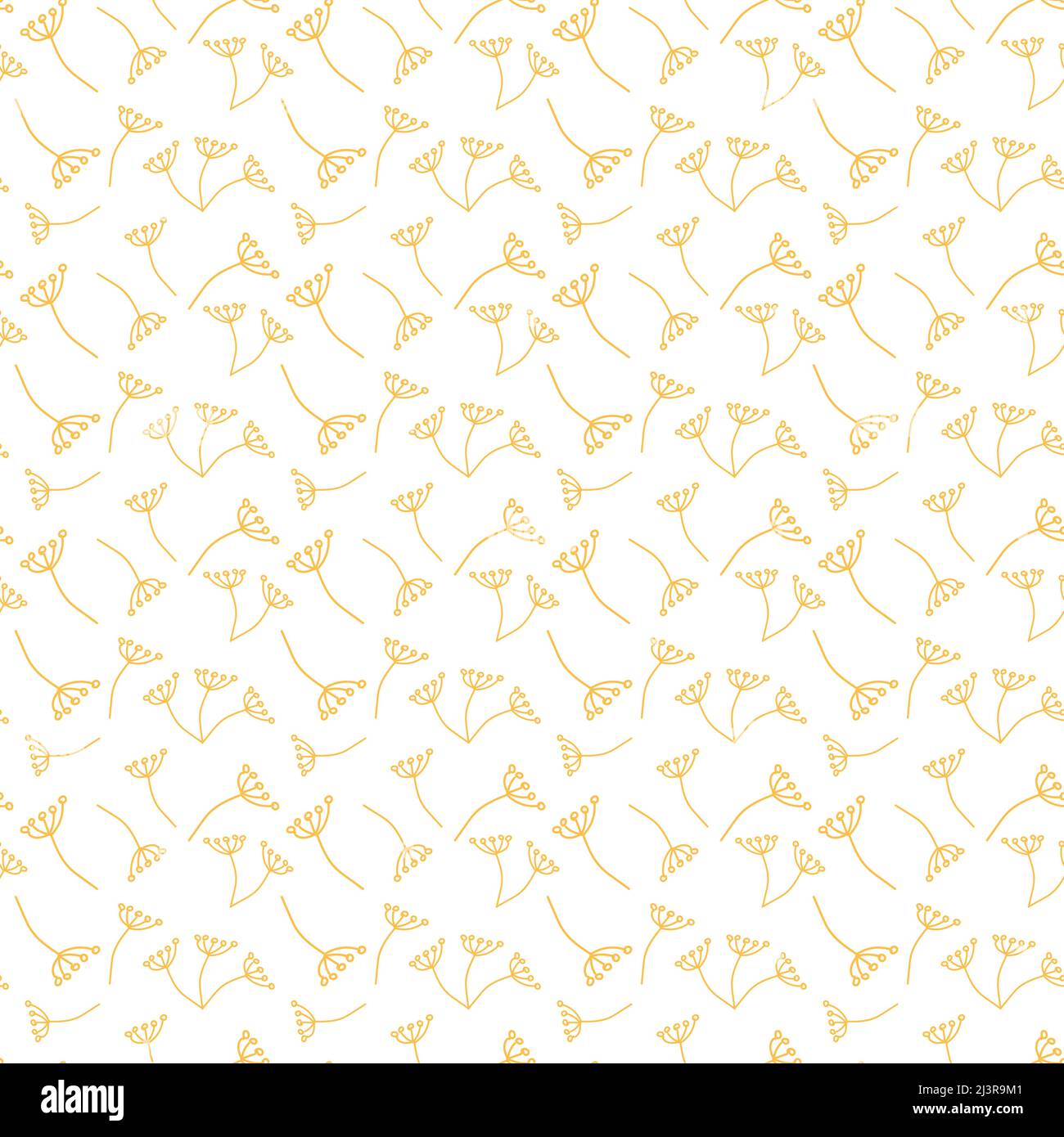 Seamless pattern of abstract floral elements in golden sand color ...
