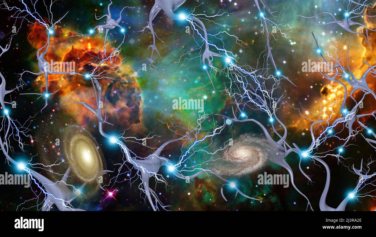Brain Cells Neurons and Deep Space. 3D rendering Stock Photo - Alamy