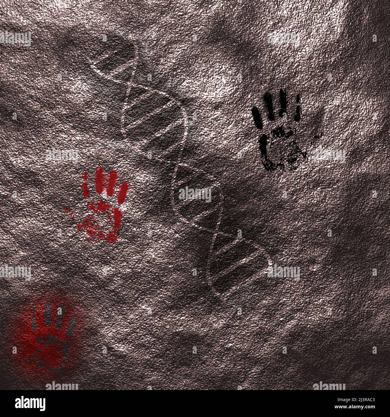 DNA strand and palm hand marks. 3D rendering Stock Photo - Alamy