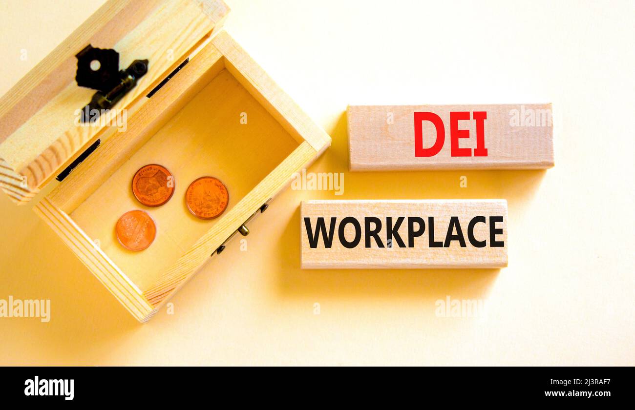 DEI diversity equity inclusion workplace symbol. Blocks with words DEI ...