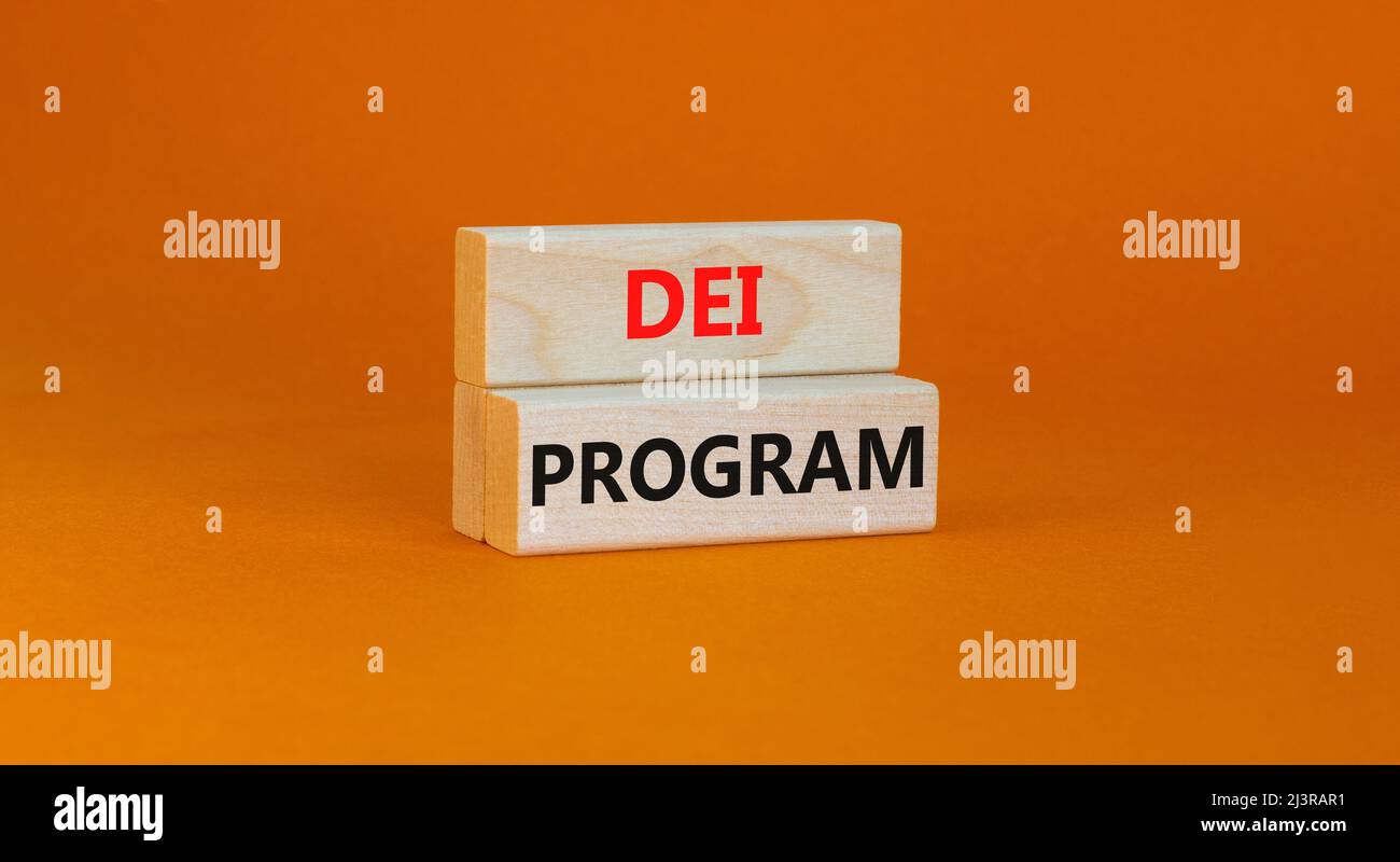 DEI diversity equity inclusion program symbol. Blocks with words DEI ...