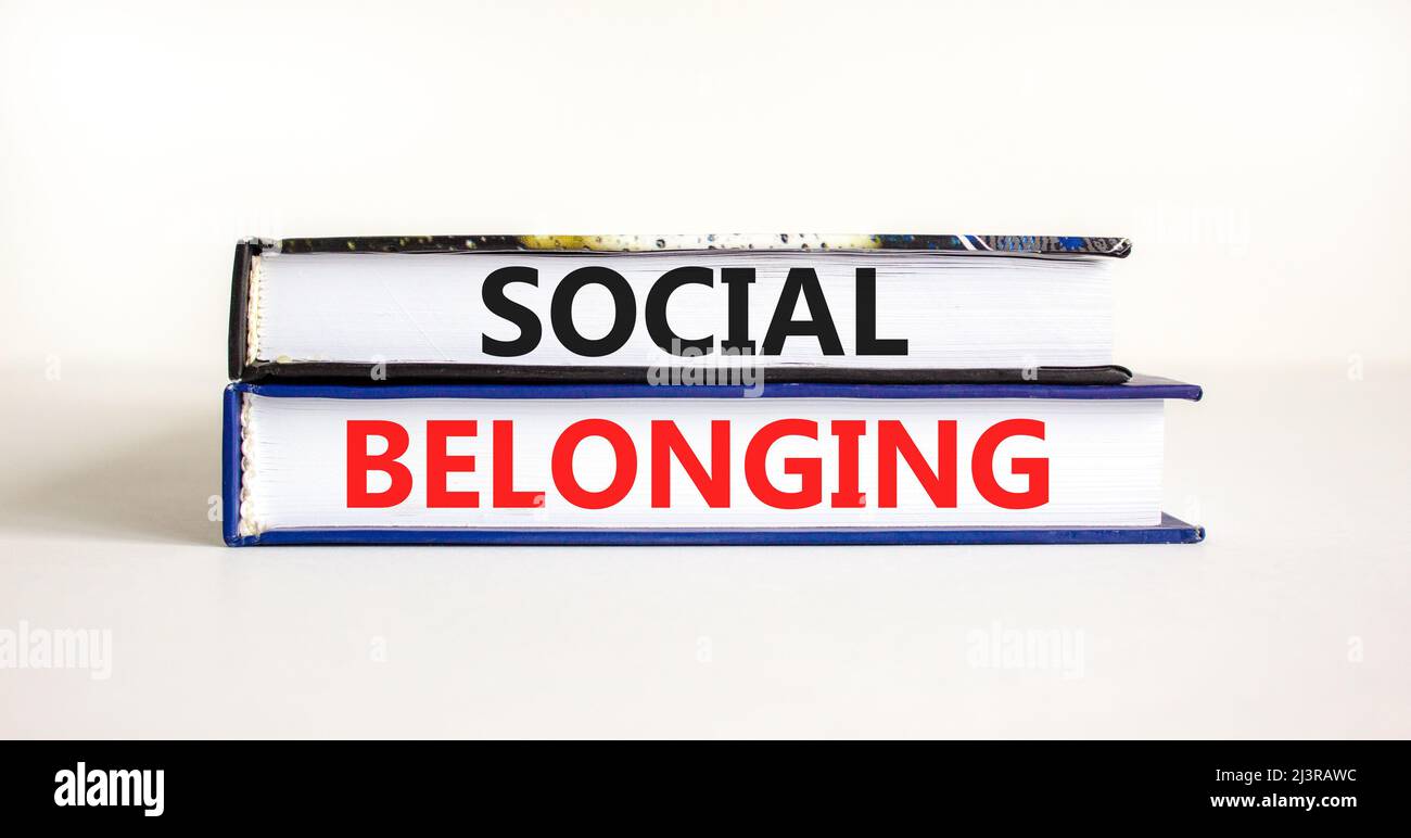 Social belonging symbol. Books with concept words Social belonging on ...