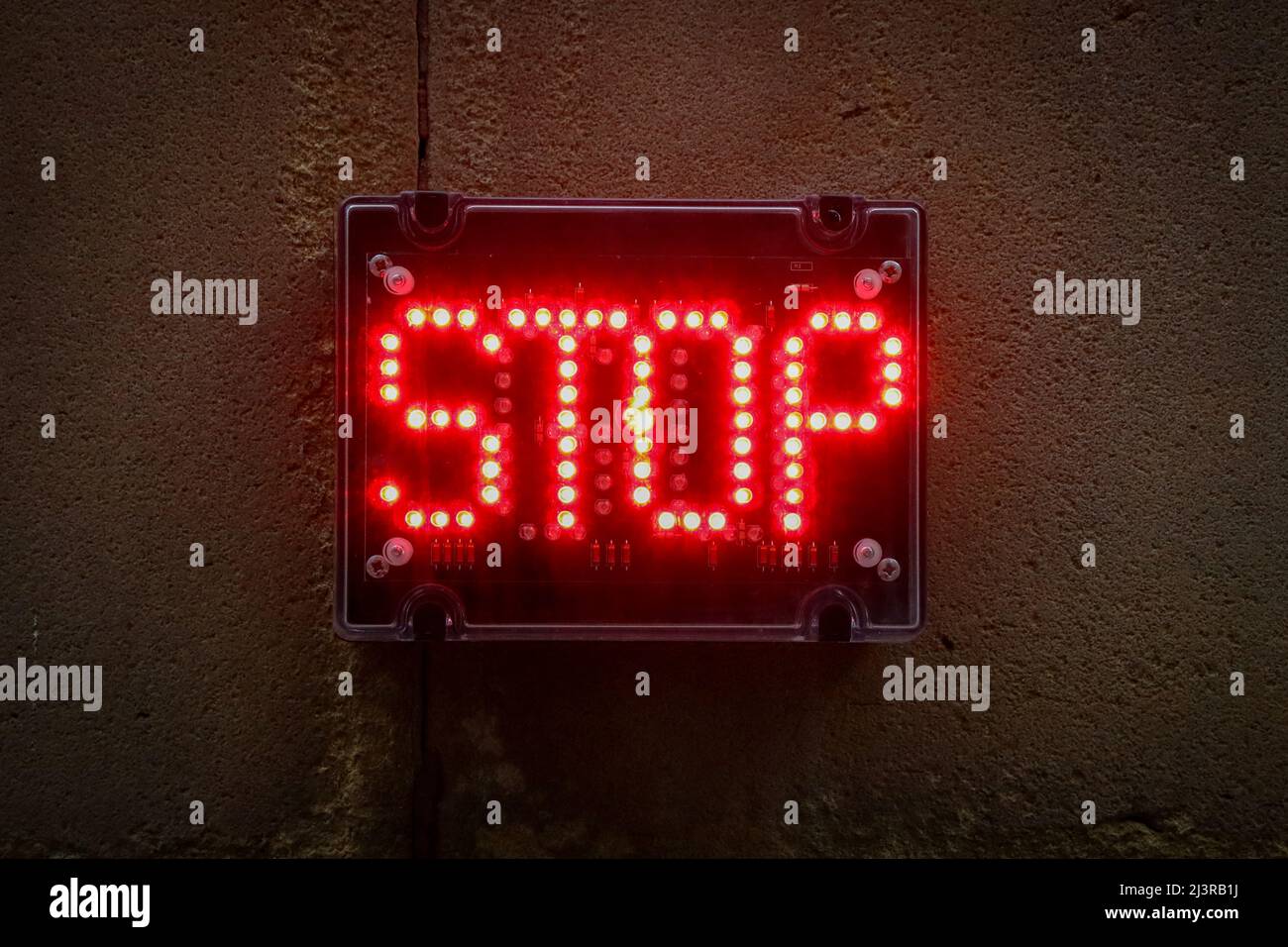 Red LED Stop Sign Stock Photo - Alamy