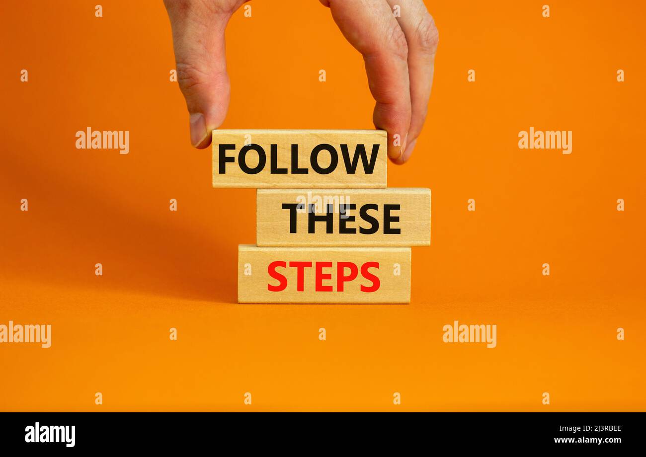 Follow these steps symbol. Concept words Follow these steps on wooden ...