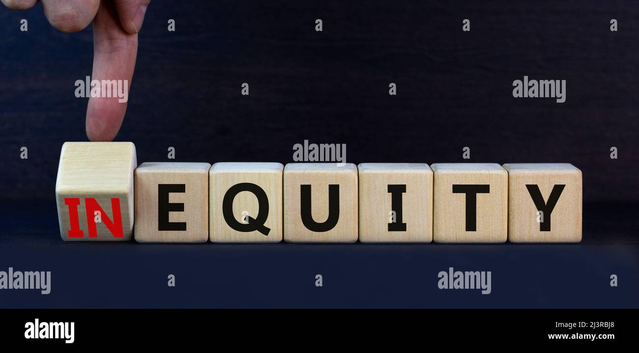 Inequity or equity symbol. Turned wooden cubes and changed the concept ...