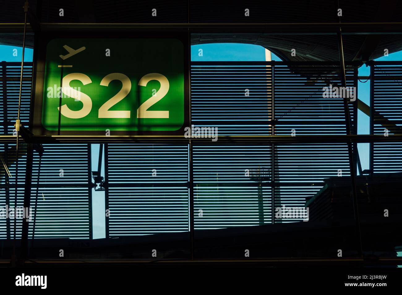 Boarding gate number sign at the airport Stock Photo - Alamy