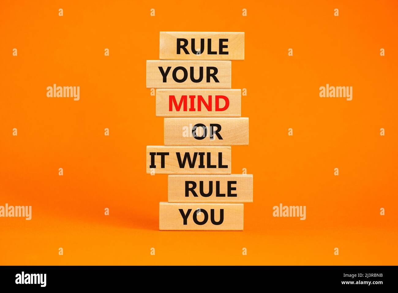 Rule your mind symbol. Wooden blocks with concept words Rule your mind ...