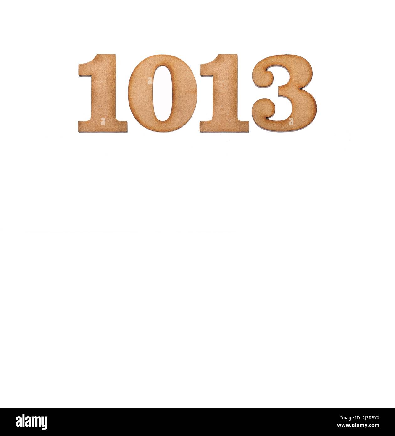 Number 1013 in wood, isolated on white background Stock Photo - Alamy