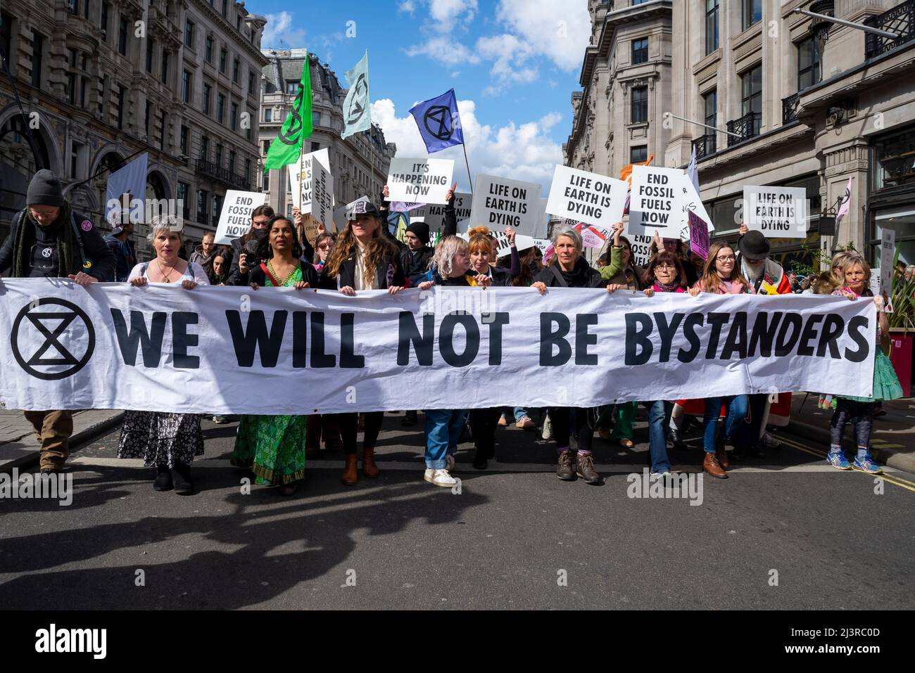 Westminster, London, UK. 9th Apr, 2022. Extinction Rebellion protesters ...