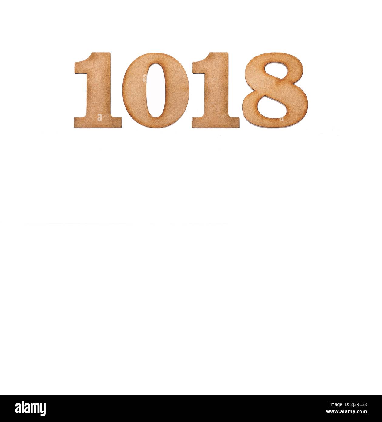 Number 1018 - Piece of wood isolated on white background Stock Photo ...