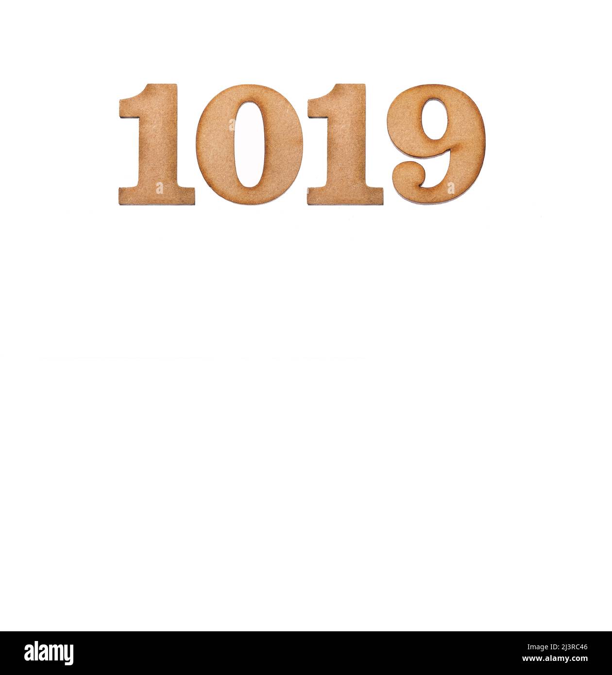 Number 1019 in wood, isolated on white background Stock Photo - Alamy