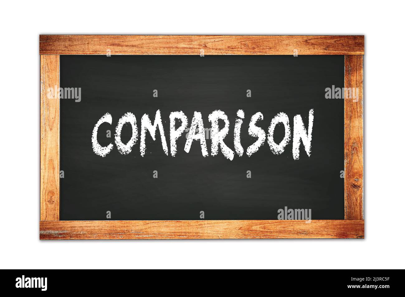 COMPARISON text written on black wooden frame school blackboard Stock ...