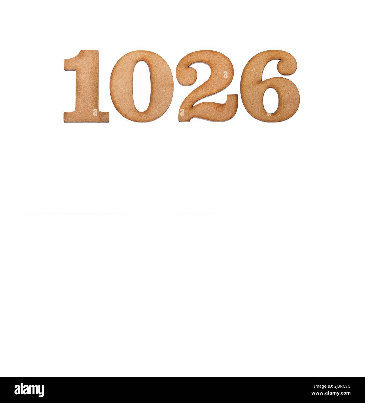 Number 1026 - Piece of wood isolated on white background Stock Photo ...