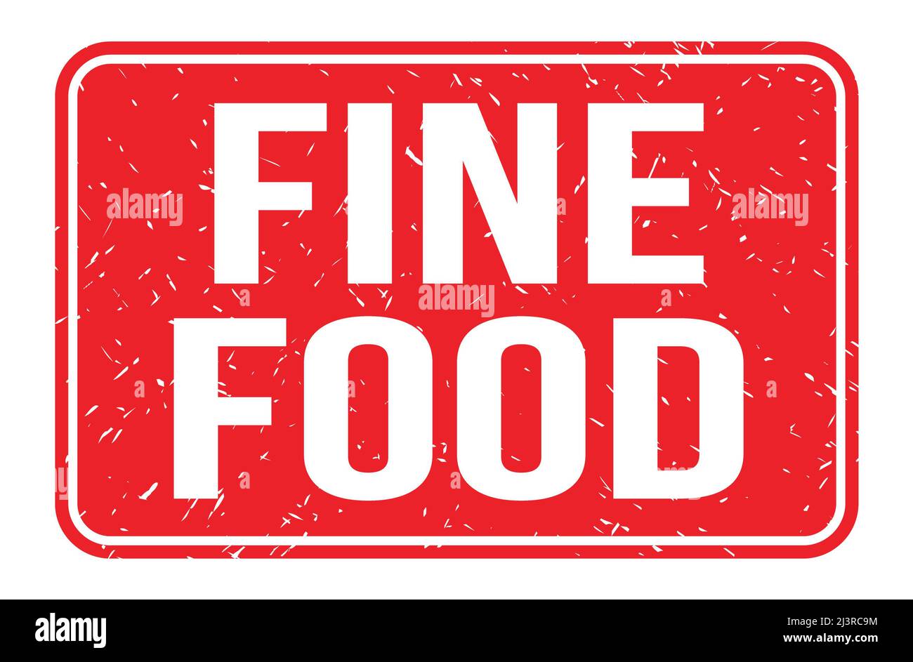 FINE FOOD, words written on red rectangle stamp sign Stock Photo - Alamy