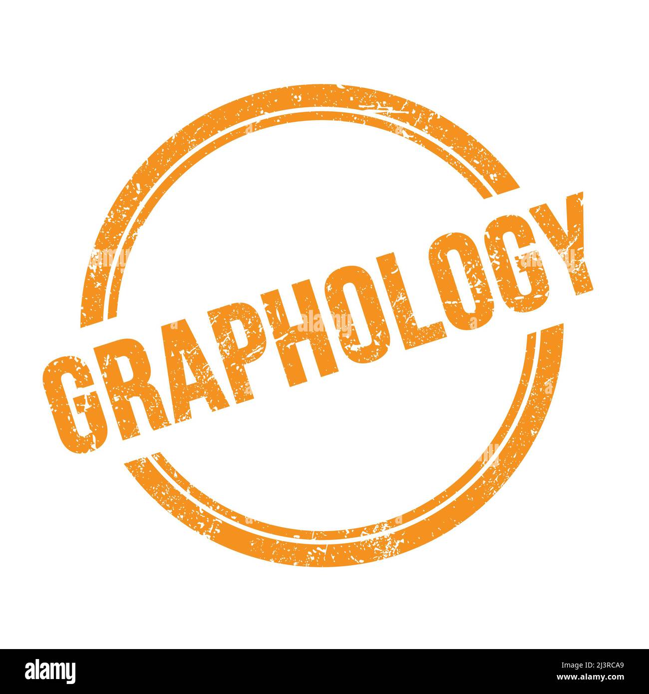 GRAPHOLOGY text written on orange grungy vintage round stamp Stock ...