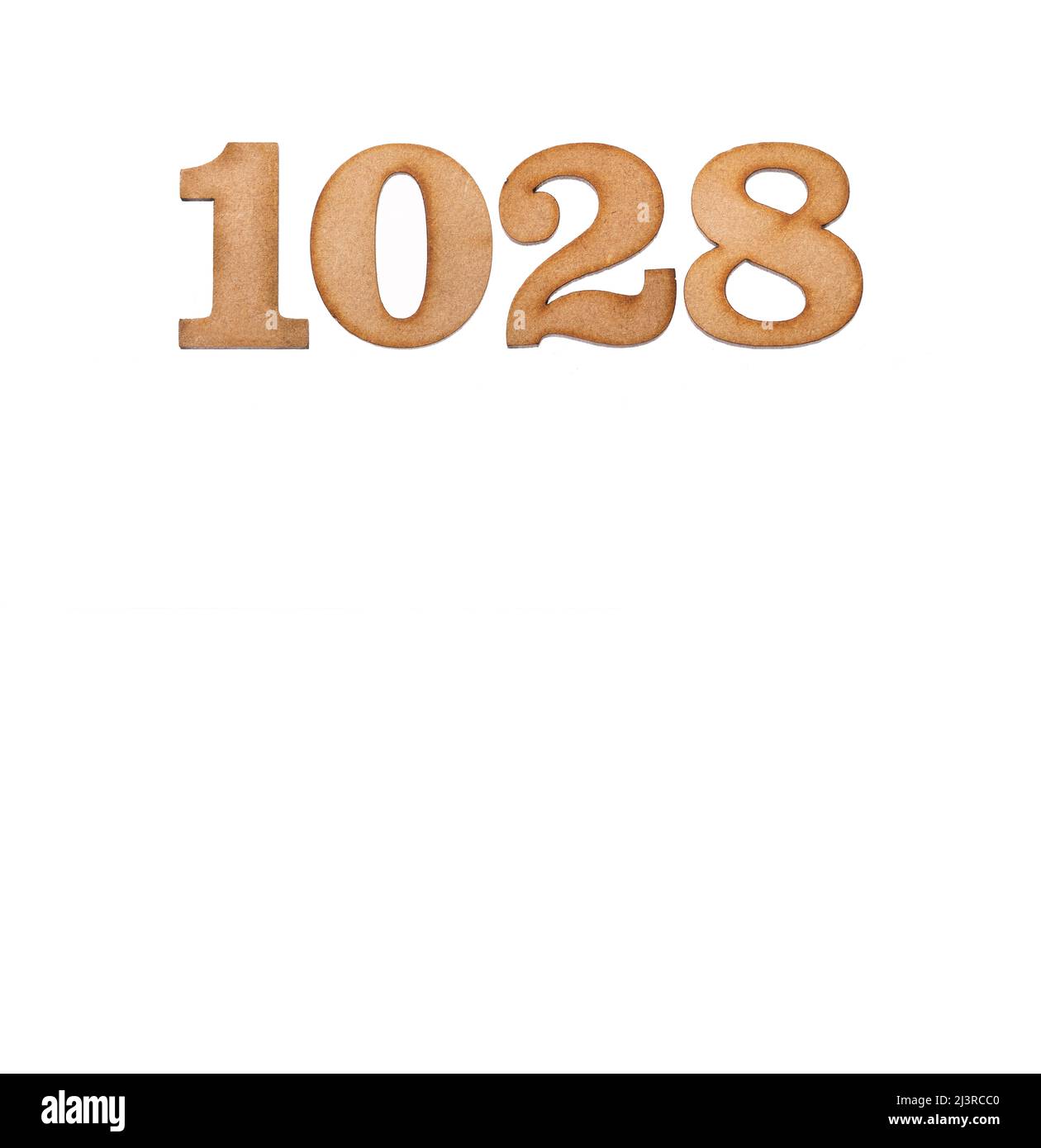 Number 1028 - Piece of wood isolated on white background Stock Photo ...