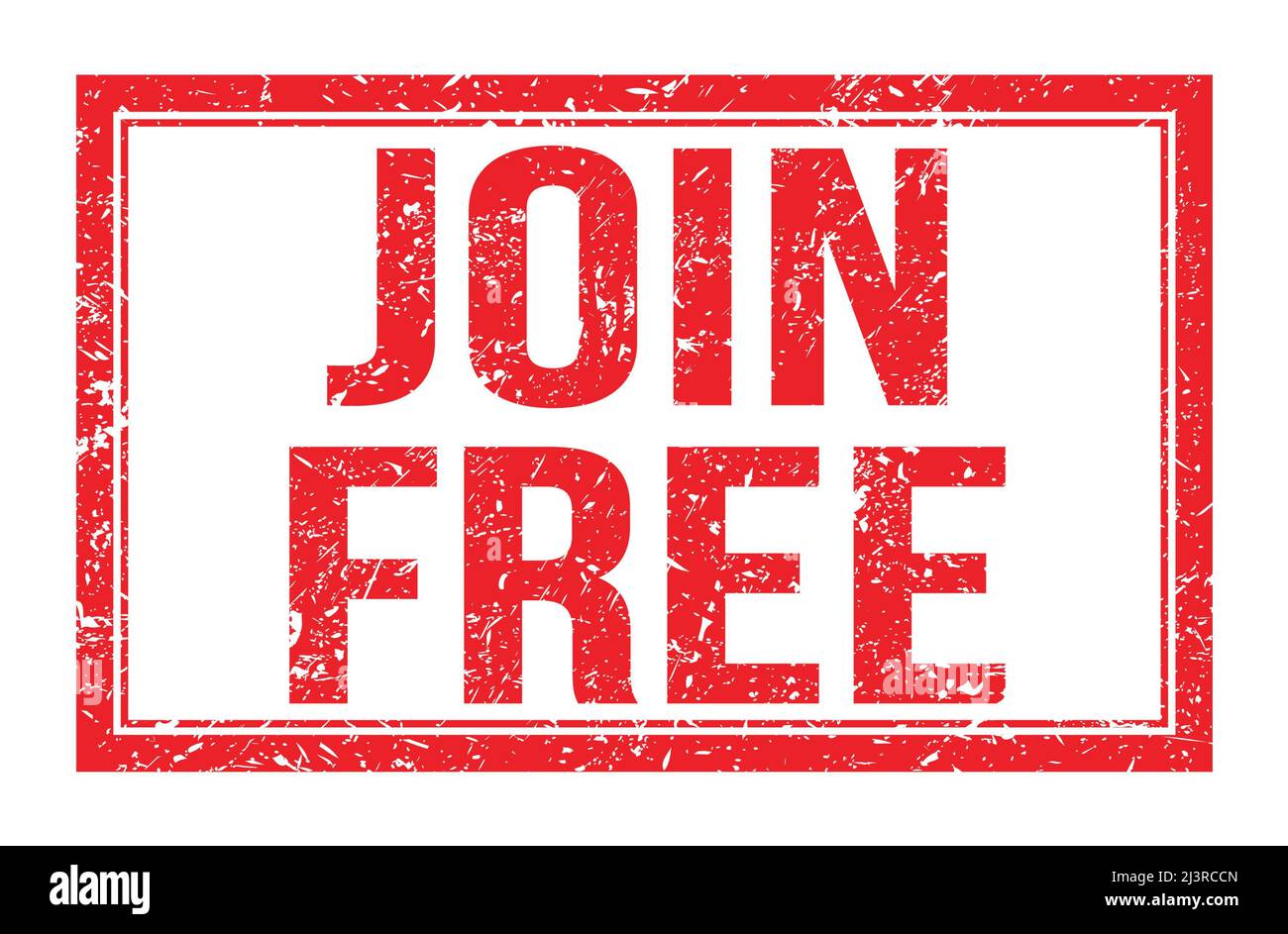 JOIN FREE, words written on red rectangle stamp sign Stock Photo - Alamy
