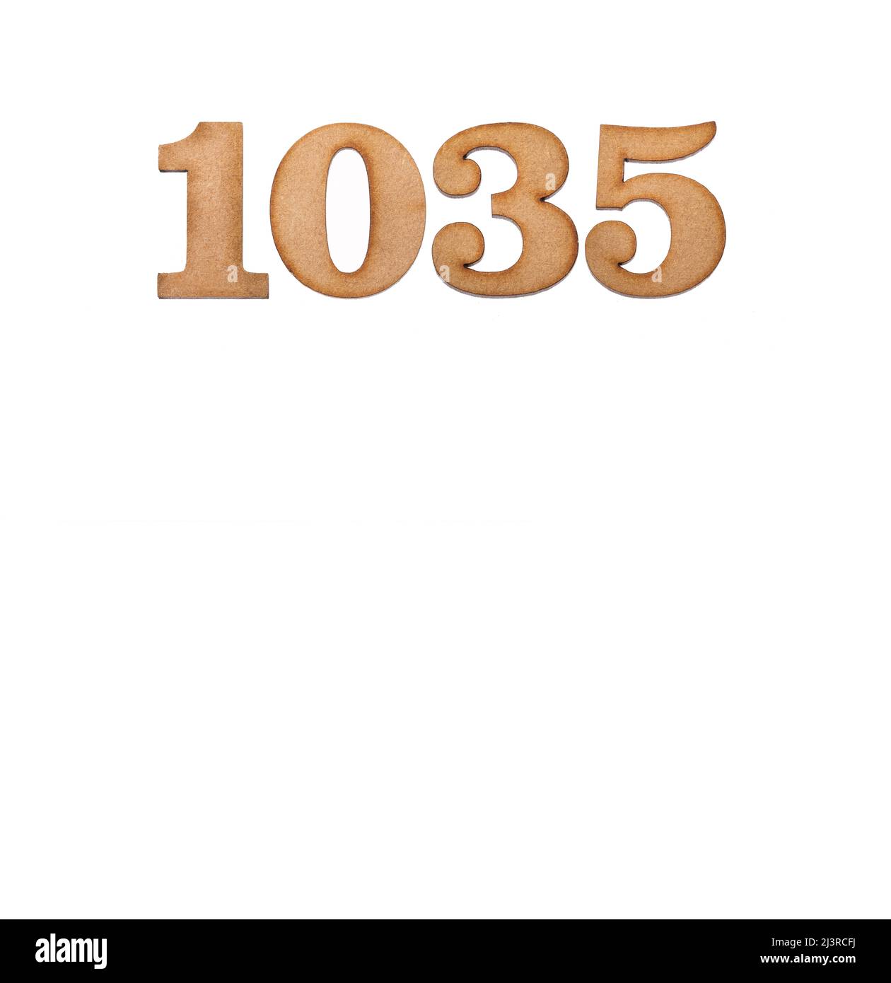 Number 1035 in wood, isolated on white background Stock Photo - Alamy
