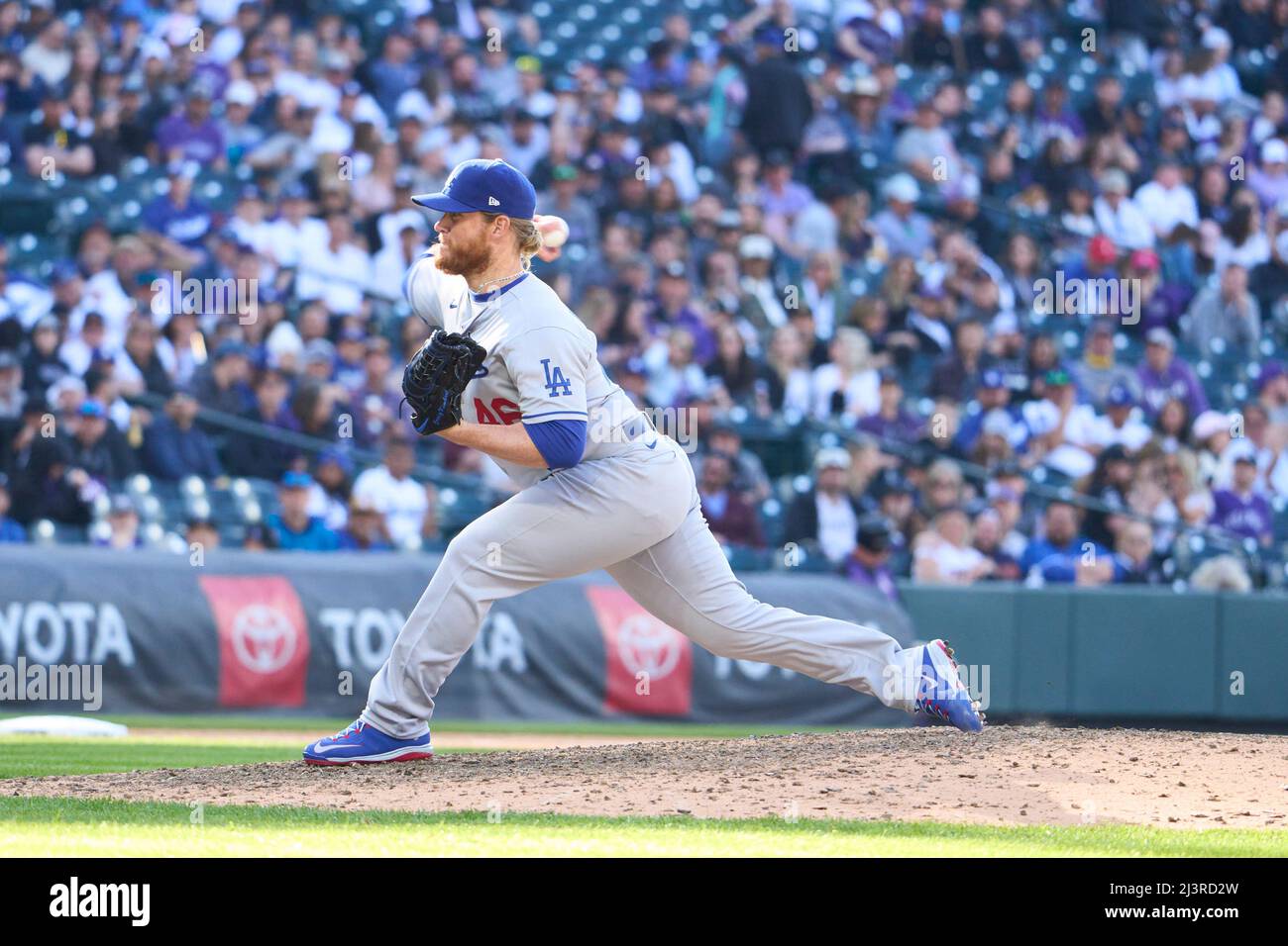 April 8 2022: Los Angeles pitcher Craig Kimbrel (46) makes a pitch ...