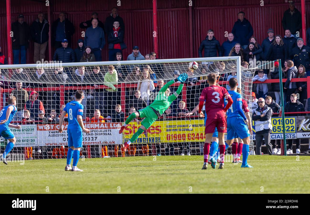 Workington, Cumbria 09 April 2022; Workington AFC who currently sit ...