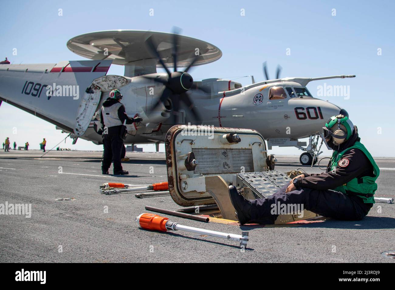 An E2-D Hawkeye attached to the "Bear Aces" of Airborne Command and ...