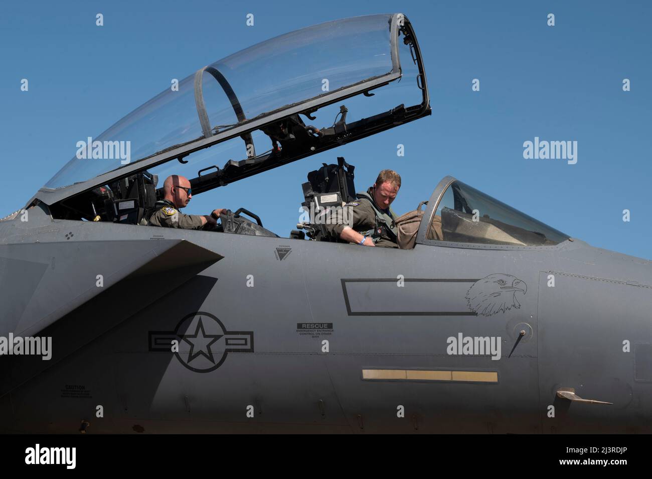 A U.S. Air Force F-15E Strike Eagle pilot and weapons system officer ...