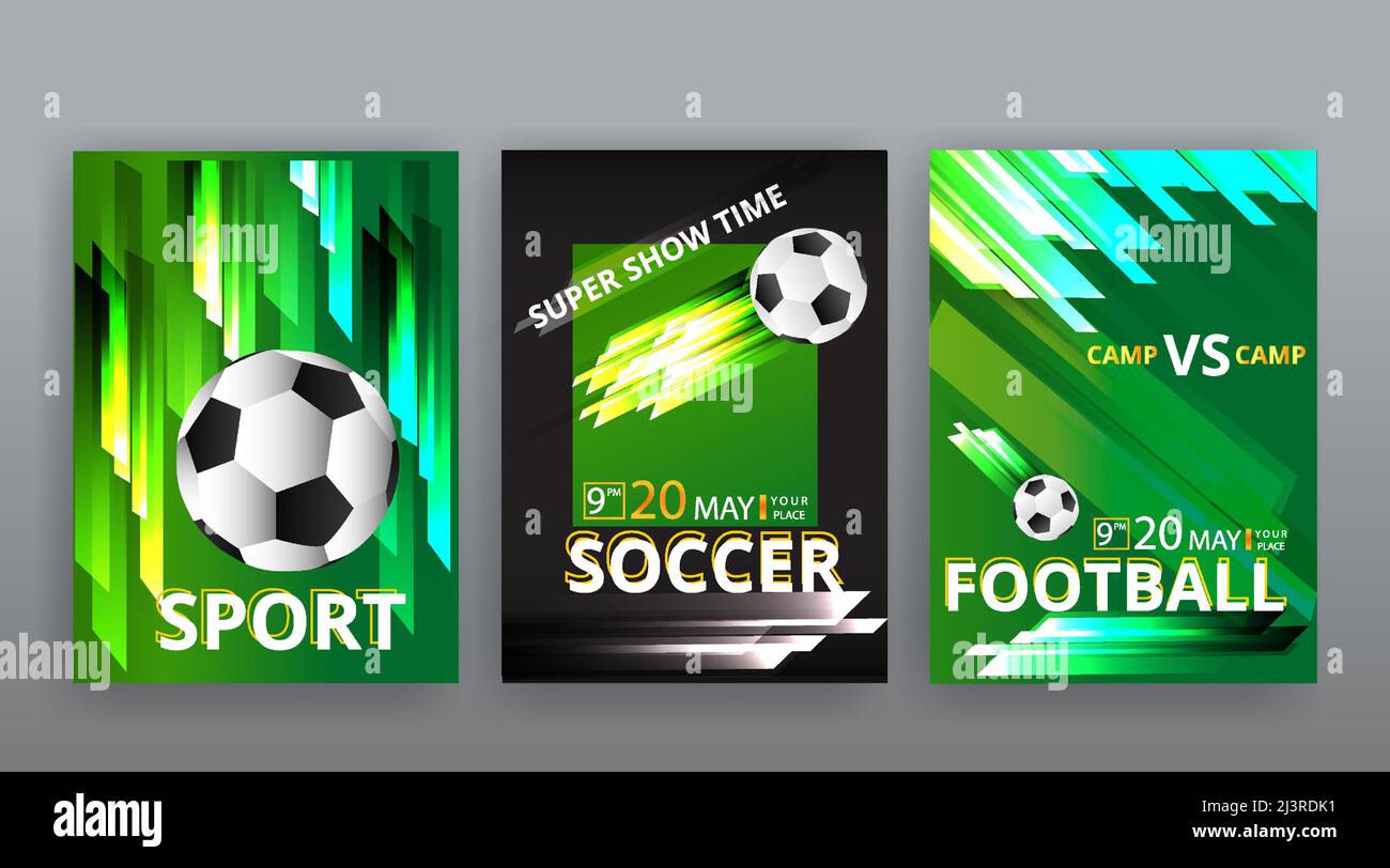 Football or Soccer competition vector flyer template, realistic soccer ...