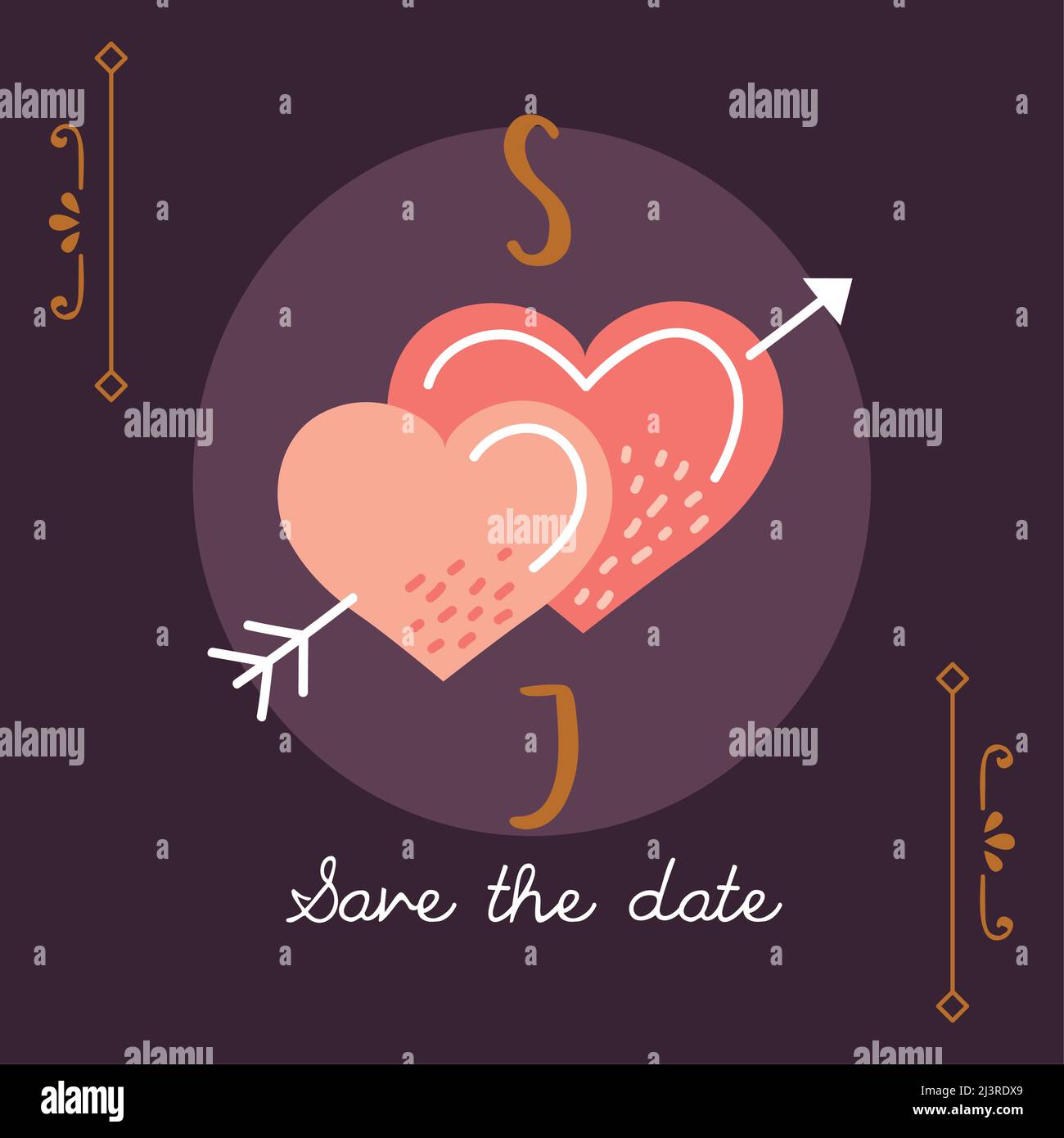wedding love card with hearts Stock Vector Image & Art - Alamy