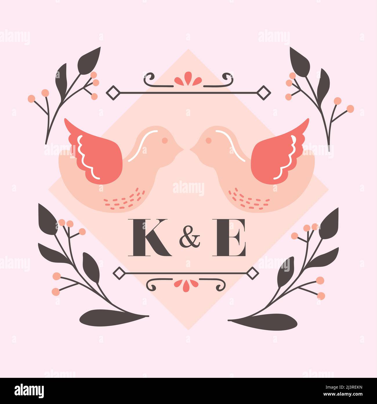 wedding card with initials template Stock Vector Image & Art - Alamy