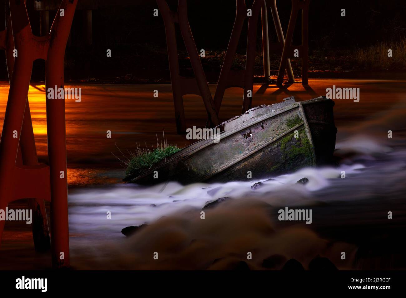 Thomas The Barge rests on the bed of the River Aire beneath the ...