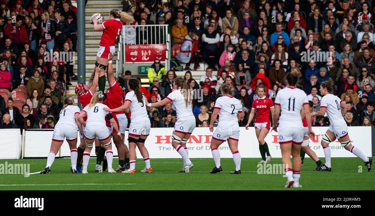 England Vs Wales Six Nations Gloucester 9 April 2022.Gwen Crab of Wales ...