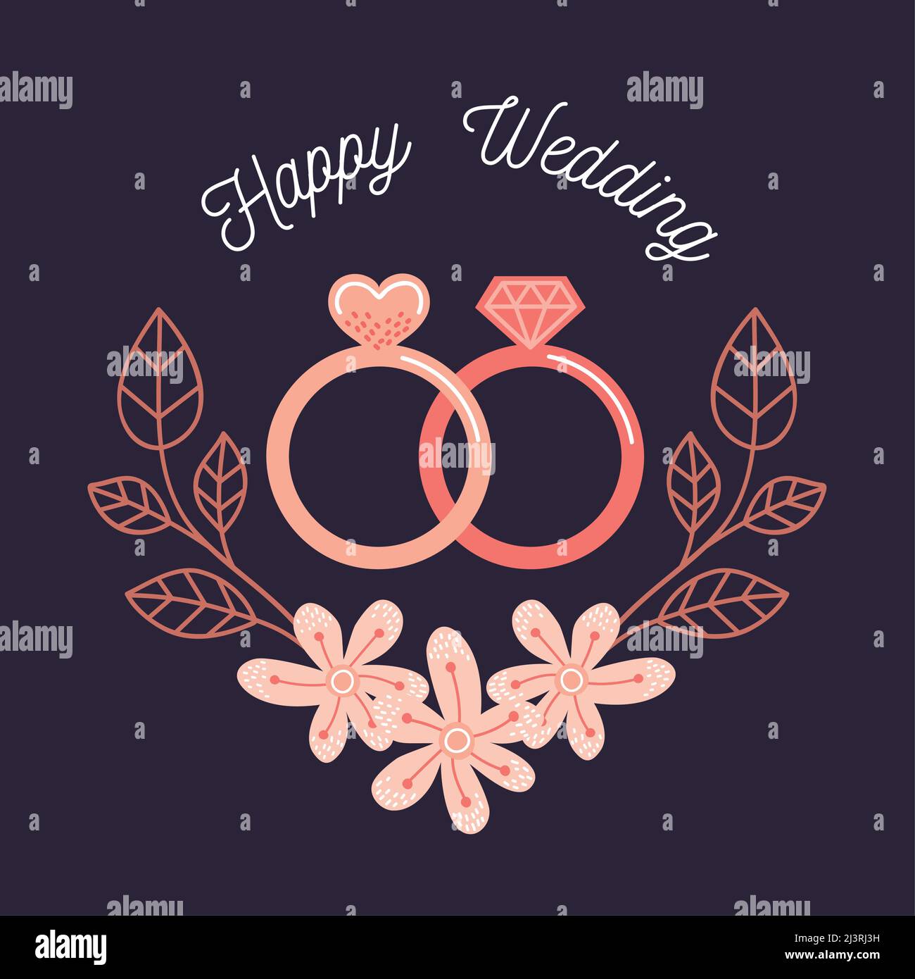 happy wedding card with rings Stock Vector Image & Art - Alamy