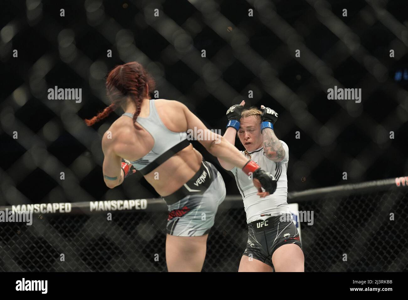 JACKSONVILLE, FL - APRIL 9: (L-R) Piera Rodríguez kicks Kay Hansen in ...