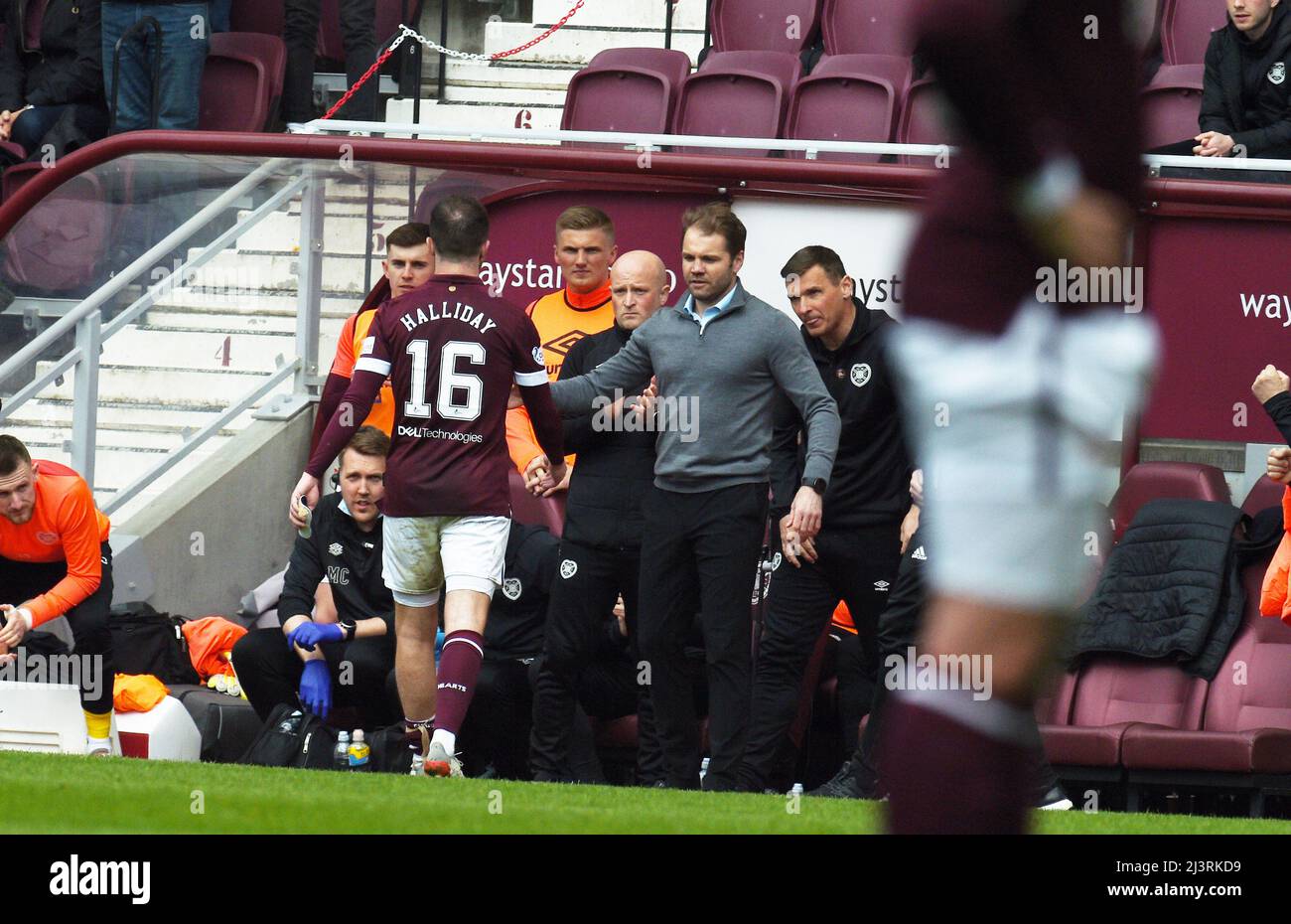 Tynecastle Park Edinburgh.Scotland UK .9th April 22. Hearts vs ...