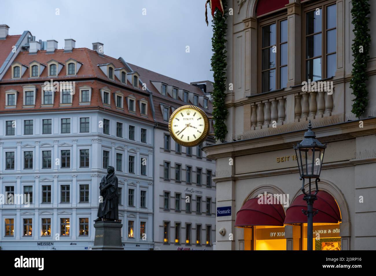Huge Rolex luxury clock on a building exterior showing the time ...