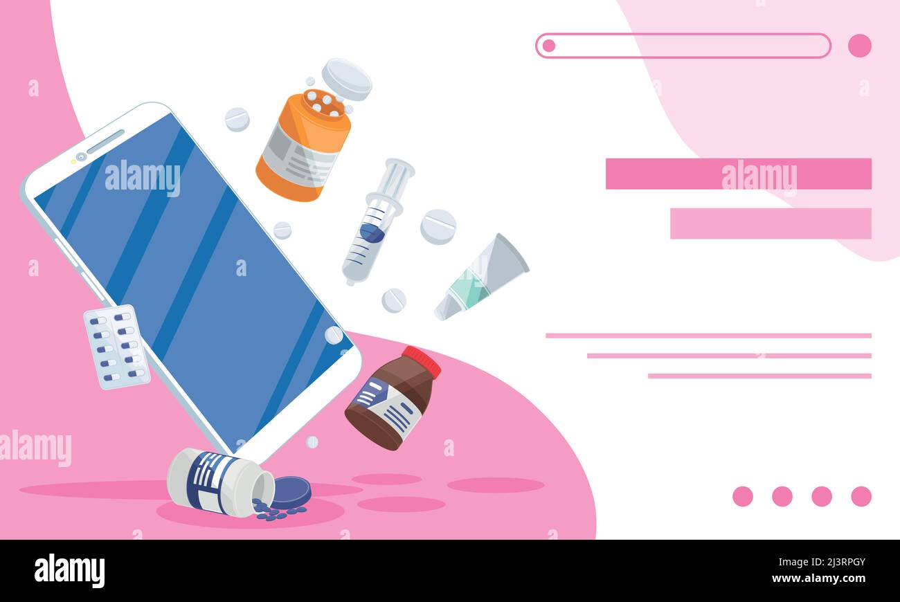 pharmacy ordering medicines online by smartphone Stock Vector Image ...