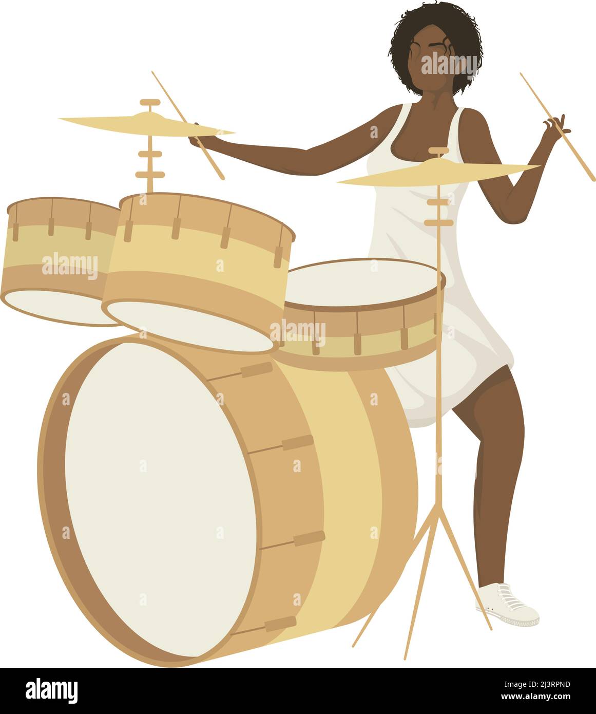 afro female musician playing battery character Stock Vector Image & Art ...