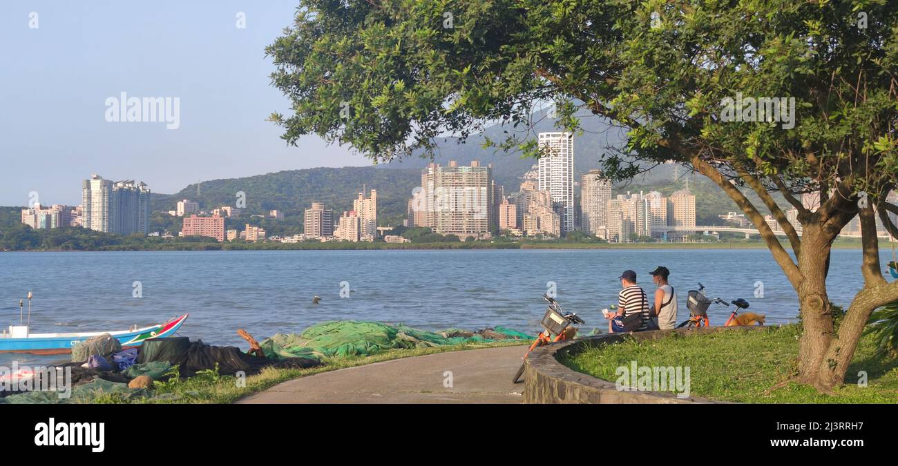 Bali, Taiwan - Apr 0, 2022 : Beautiful sunset over the Danshui River ...