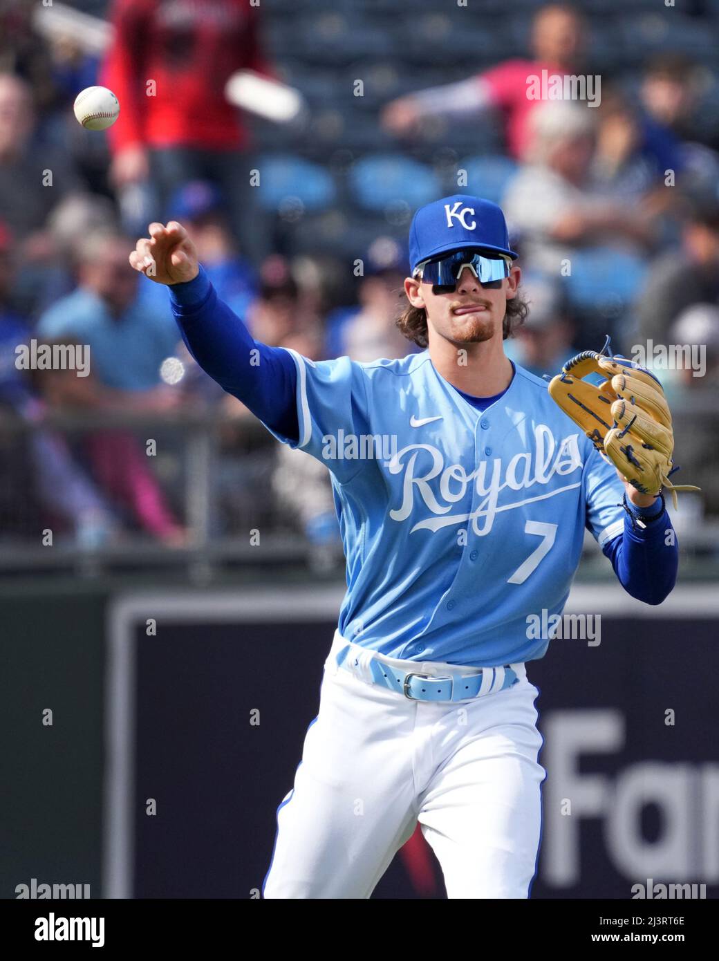 Apr 09, 2022: Kansas City Royals third baseman Bobby Witt Jr. (7) makes ...