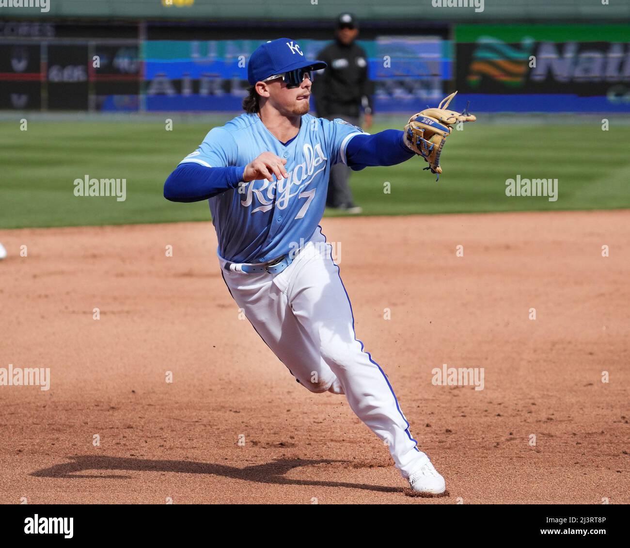 Apr 09, 2022: Kansas City Royals third baseman Bobby Witt Jr. (7) makes ...