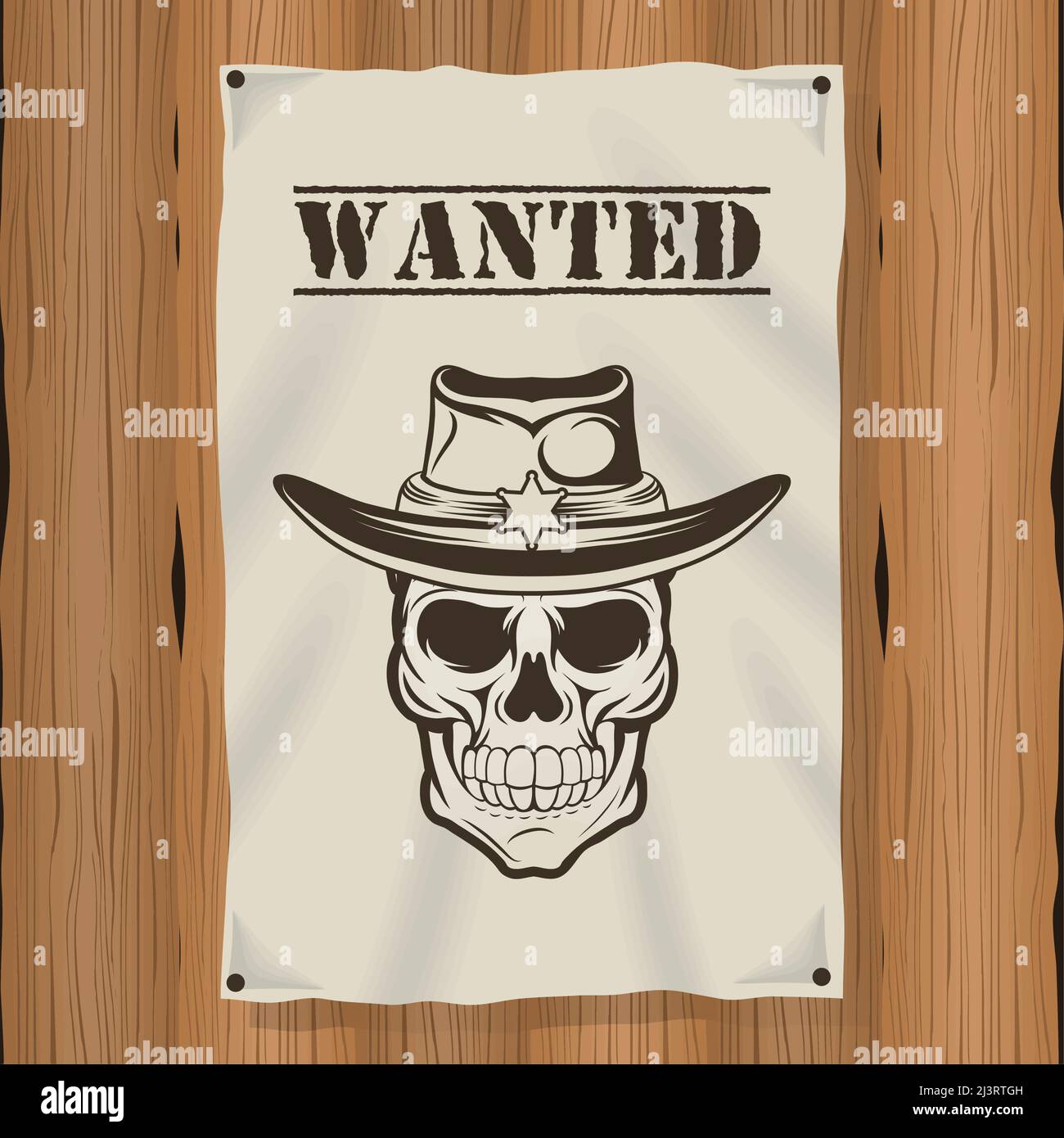 wanted label with cowboy skull poster Stock Vector Image & Art - Alamy