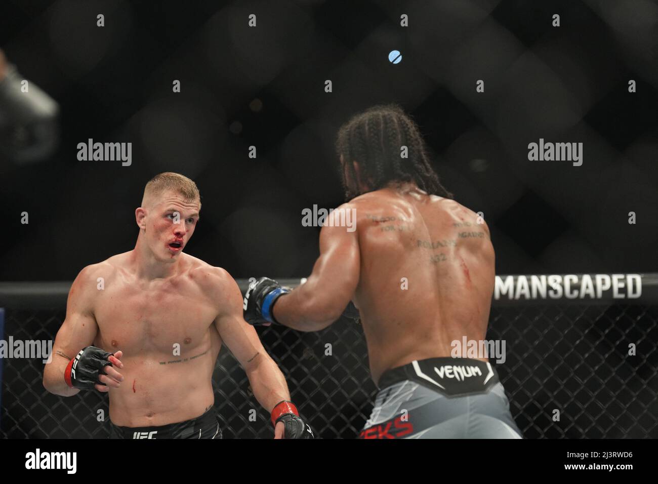 JACKSONVILLE, FL - APRIL 9: (L-R) Ian Garry battles Darian Weeks in ...