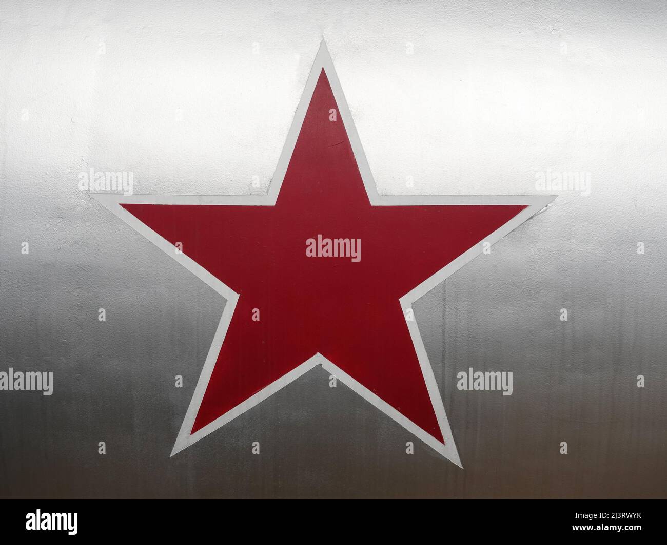 Close up Soviet Union or Russian red star symbol painted on vintage ...