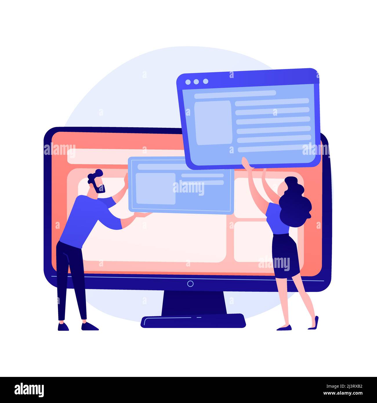 Website interface development planning. Devops team flat characters ...