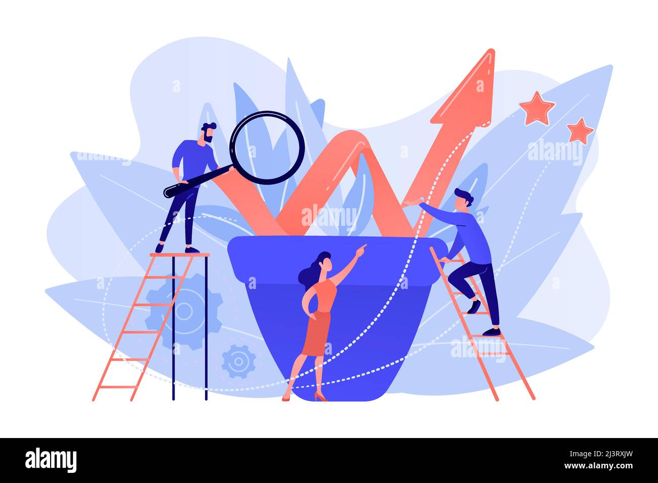 Business team work with growth chart in flower pot. Sustainable ...